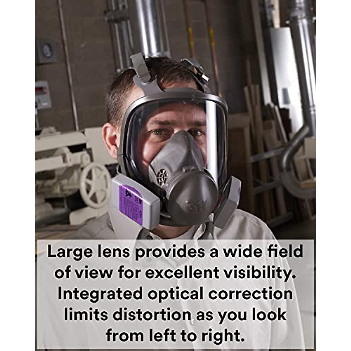 3M Safety 142-6800 Safety Reusable Full Face Mask Respirator, Grey, Medium