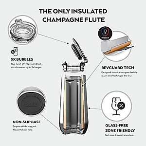 BrüMate 12oz Insulated Champagne Flute With Flip-Top Lid - Made With Vacuum Insulated Stainless Steel (Glitter Mermaid)