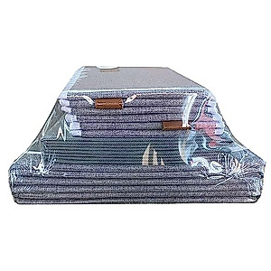 Yawinhe Under Bed Storage With Lids, Foldable Underbed Storage Box with Handles, Under Bed Storage Organizer Bins for Clothes, Blankets, Pillows, 31.5''Lx15.7''Wx6''H, 2-pack, Grey