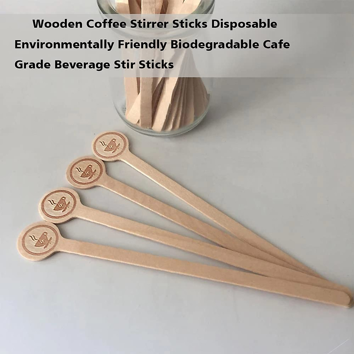 Coffee Stirrers Stir Sticks Wooden Beverage Mixer with Round Ends,Disposable Environmentally Friendly Biodegradable Cafe Grade Beverage Stir Sticks for 6 Inch Coffee Milk Cocktail Tea (100)