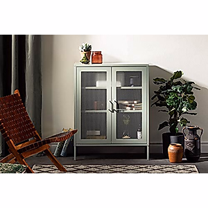 South Shore Crea Metal Mesh 2-Door Accent Cabinet, Sage Green