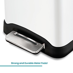 Home Zone Living 13 Gallon Kitchen Trash Can, Dual Removable Liners for Recycling and Trash, 50 Liter Slim Stainless Steel Shape (8 + 5 for 13 Gallons Total)