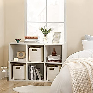 UBBCARE Set of 3 Cotton Rope Basket 11 X 10.5 X 10.5 Inches，Storage Baskets for Shelves, Woven Baskets for Organizing with Handles, Cube Storage Bins for Storage Books, Magazines, Toys, Beige