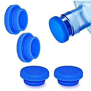 Water Jug Caps 5 Gallon Reusable Silicone - Strong Sealing no Spill Top Lid Cover 55mm Bottles for Outdoor & Kitchen - Pack by 4