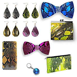 HYANG Holographic Mirror Snake Gold PU Faux Leather Sheets 1 Roll 12"X53"(30cmX135cm), Faux Leather Fabric Very Suitable for Leather Earrings, Bows, Handbag ，Sewing ，Crafts Making…