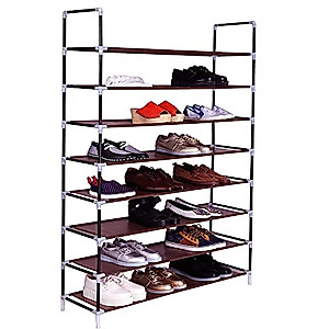 Cffuvros 8-Tier Shoes Rack Storage Organizer, 100cm Ultra Large Capacity for 32-Pair Shoes Space Saving Non-Woven Fabric Portable Organizer, for Living Room, Hallway