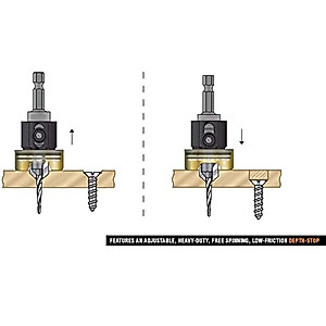 Countersink Drill Set, Countersink Drill Bit Carbon Steel 5 Flute Working Depth Adjustable Countersunk Drill Bit 3/8 X 3/32 X 1/4in