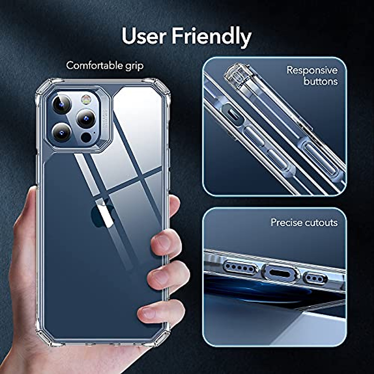 ESR for iPhone 12 Phone Case/iPhone 12 Pro Phone Case, Military-Grade Protection, Shockproof Air-Guard Corners, Yellowing-Resistant Back, Phone Case for iPhone 12/iPhone 12 Pro, Air Armor Case, Clear