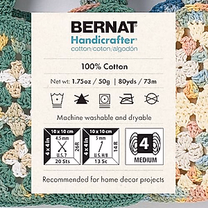 Bernat Handicrafter Cotton Country Red Yarn - 6 Pack of 50g/1.75oz - Cotton - 4 Medium (Worsted) - 80 Yards - Knitting/Crochet