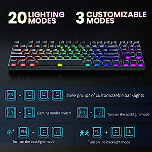 SIMGAL Wired Mechanical Keyboard and Mouse Combo, 89 Keys Rainbow Backlit Gaming Keyboard with Number Keys & Blue Switch for PC Gamer Laptop, Up to 6400 DPI Mouse with 7 Buttons (Black with Mouse)