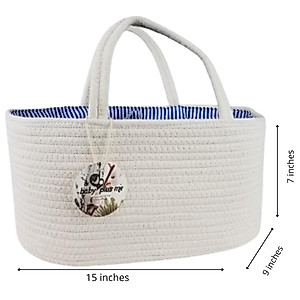 Baby Plus Me Diaper Caddy Organizer | Stylish Portable Nursery Basket with Removable Inserts | 100% Cotton Storage Bin for Changing Table | Easy to Use Snap On Buttons | Perfect Baby Gift (White)