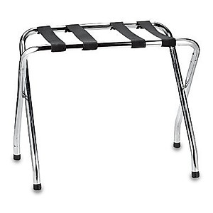USTECH X-Shape Single Tier Foldable Sturdy Luggage Rack with Nylon Straps & Rubber Feet for Added Stability | Metal Stand Shoe Rack for Guest Room Storage | Perfect for Small Spaces