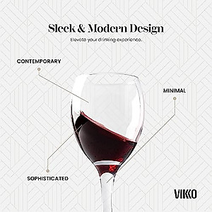 Vikko 8.5 Ounce Glass Wine Glasses, Small Wine Glasses, Wine Glass for Red and White Wine With Stem, Clear Glasses for Wine, Thick and Durable Stemmed Wine Glasses, White Wine Glasses Set of 6