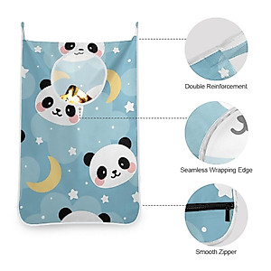 Jthubd Panda Laundry Hamper Set of 1 Hanging Laundry Bag Foldable Laundry Basket for Holding Dirty Clothes and Saving Space 29.5×20inch