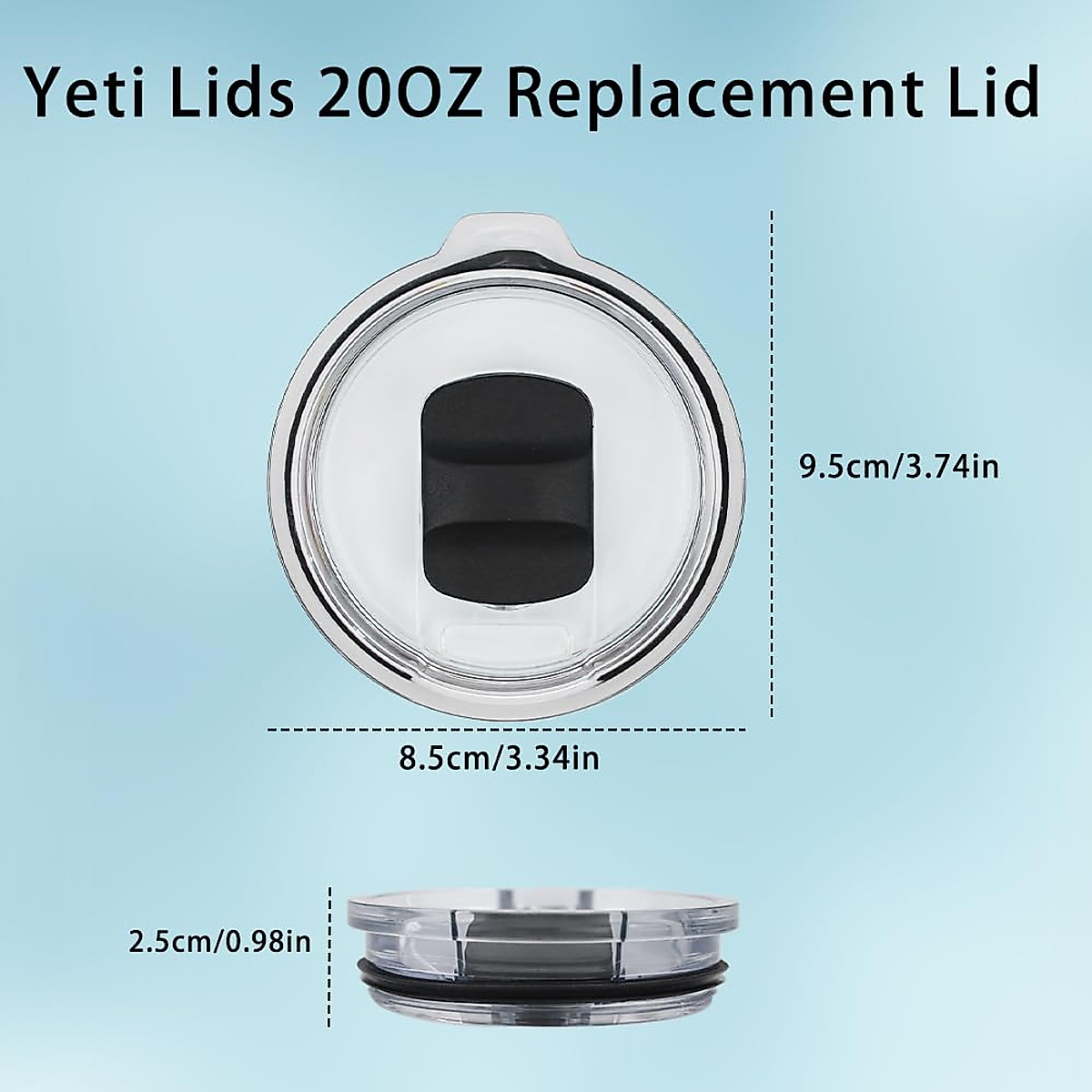 4 Pack 20 oz Replacement Lid for Yeti Lids with 4 Magnetic Slider Replacement,zxbaers yeti replacement lids, Tumbler Lid Compatible for 20 oz Yeti Rambler, Ozark Trail, Old Style Rtic