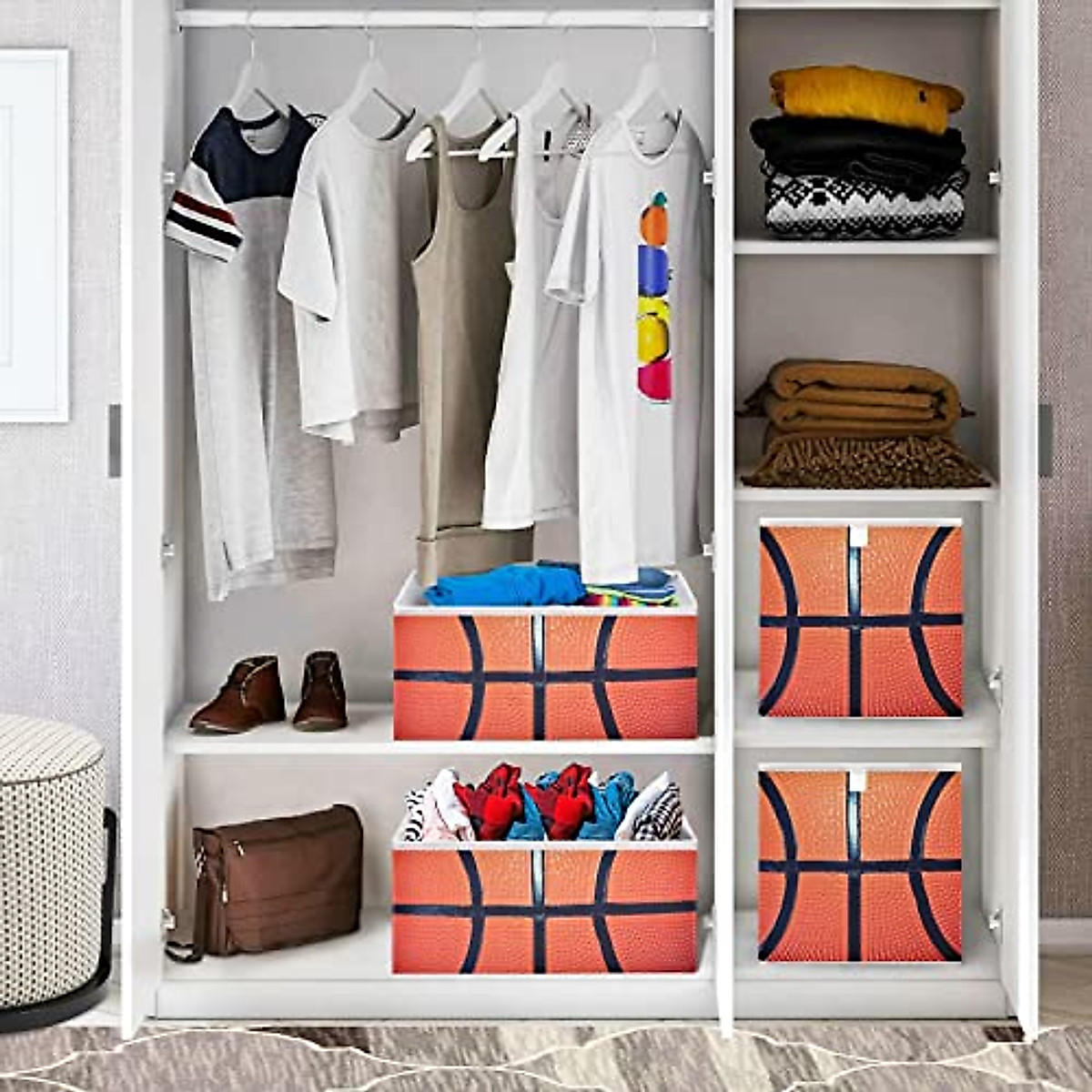 Basketball Storage Basket Storage Bin Rectangular Collapsible Laundry Baskets Large Toy Chest Organizer for Office Bedroom ClothesToys