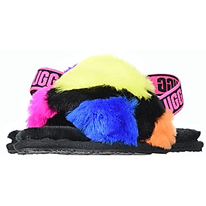 UGG Girls T Fluff Yeah Party Spots Slipper, Black, 10 Toddler