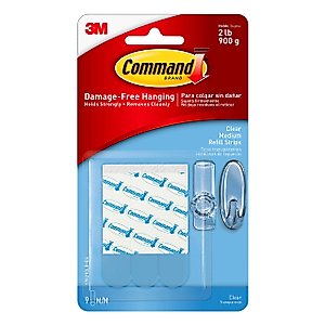 Medium Clear Hooks, 9 Refill Strips, 9 Count