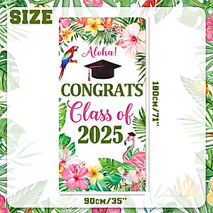 Luau Graduation Decorations Aloha Congrats Class of 2023 Door Cover Personalized Name Senior 2023 Graduation Banner Backdrop for Hawaiian Tropical Grad Themed Party Supplies with A Gift Pen