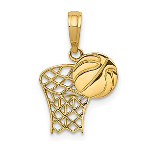 14k Basketball Hoop and Ball Pendant QC3777