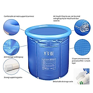 G Ganen Ice Bath Hot Tub Unisex Portable Foldable Inflatable 3 Layer PVC SPA Freestanding Bathtub For Athletes, 31.5 Inch Blue