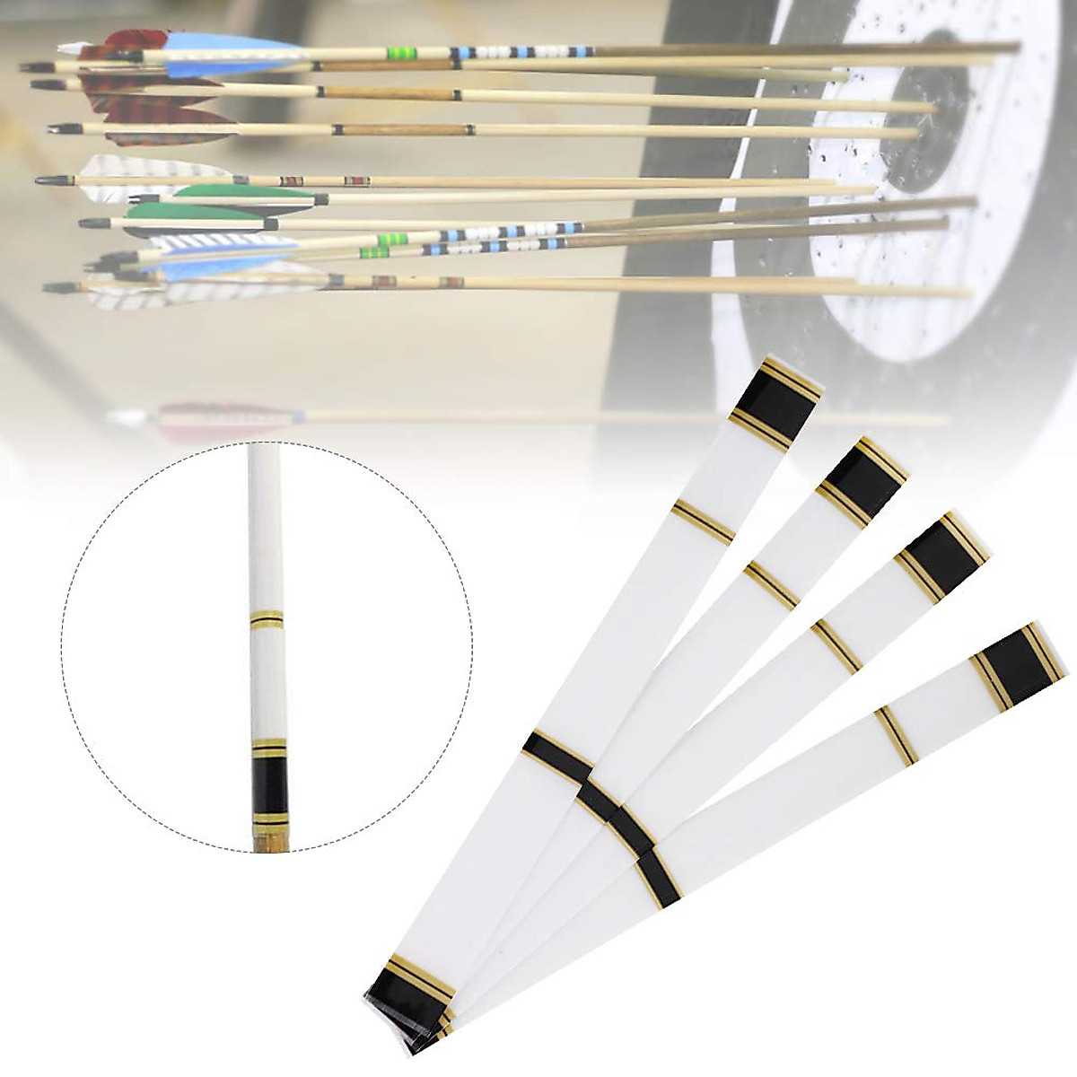 Arrow Wraps, 15 Pcs Universal Heat Shrinkable Adhesive Universal Archery Arrow Wraps Sticker Arrow Shaft Accessory
