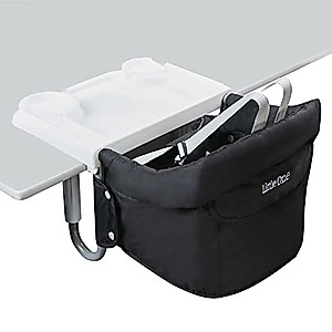 Little One Portable High Chair for Travel for Babies and Toddlers with 5-Point Harness and Tray – Baby Seat for Dining Table, Counter Height, Restaurant, Camping – Foldable and Compact (Black)