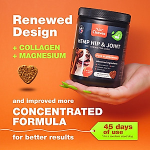 Glucosamine for Dogs - Joint Supplement for Dogs - Glucosamine Chondroitin Dog Chews with MSM - Dog Hip and Joint Supplement - Hemp Hip and Joint Chews for Dogs - Mobility, Skin & Coat Health Treats