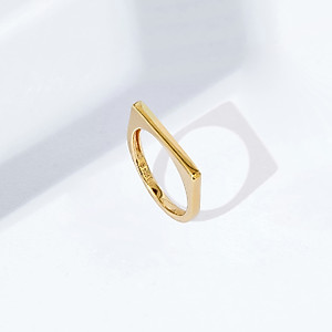 Amazon Essentials 14K Gold Plated Sterling Silver Bar Ring Size 6, Yellow Gold