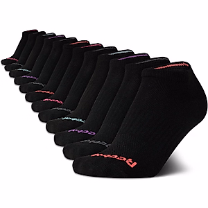 Reebok Women's Athletic Socks - Performance Low Cut Socks (12 Pack), Size 4-10, All Black