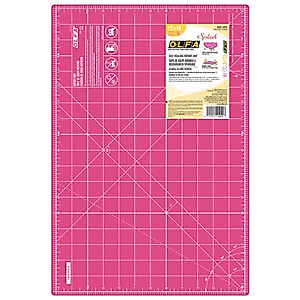 OLFA 12" x 18" Self Healing Rotary Cutting Mat (RM-CG/PIK) - Double Sided 12x18 Inch Cutting Mat with Grid for Fabric, Sewing, Quilting, & Crafts, Designed for Use with Rotary Cutters (Pink)