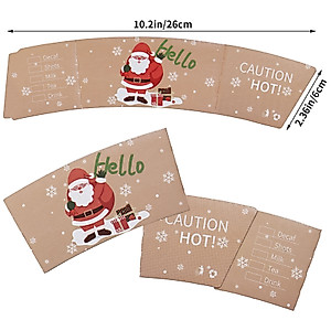 Hmxpls 24 Packs Christmas Santa Coffee Cups Sleeves, Disposable Hot Chocolate Cocoa Cup Sleeves for 12oz 16oz Hot Drinks & Cold Beverage, Holiday Snowman Xmas Cups Thicken Paper Sleeves, 12 Designs