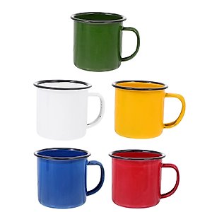 5Pcs Enamel Campfire Mug Retro Enamel Wine Cups Milk Coffee Mugs Camping Coffee Mugs For Home Kitchen Travel (Assorted Color)