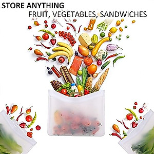 10 Pack silicone ziplock bags , reusable food storage bags,BPA-Free Freezer Bags (2 Reusable Gallon Bags + 6 Reusable Sandwich Bags + 2 Food Grade Snack Bags) Leakproof Reusable Lunch Bag for Salad Fruit