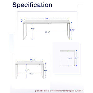 Nxconsu Cabinet Shelf Expandable Organizer Riser Rack for Kitchen Pantry Cupboard Under Sink Countertop Home Organization Extra Storage Space Saver Heavy Duty Metal Edgeless Design White Large