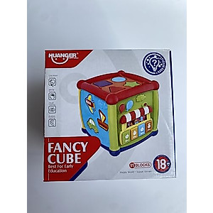 Gzolxkwin Activity Cube Baby Toys 6 to 12 Months,6-in-1 Early Learning Montessor Toys for 1 Year Old Shape Sorter Piano Keyboard Light Up Music Toddlers Toys for 1 2 Years Boys Girls Gifts