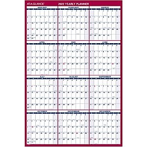 2022 Erasable Calendar, Dry Erase Wall Planner by AT-A-GLANCE, 48" x 32", Jumbo, Vertical/Horizontal, Reversible (PM32628)