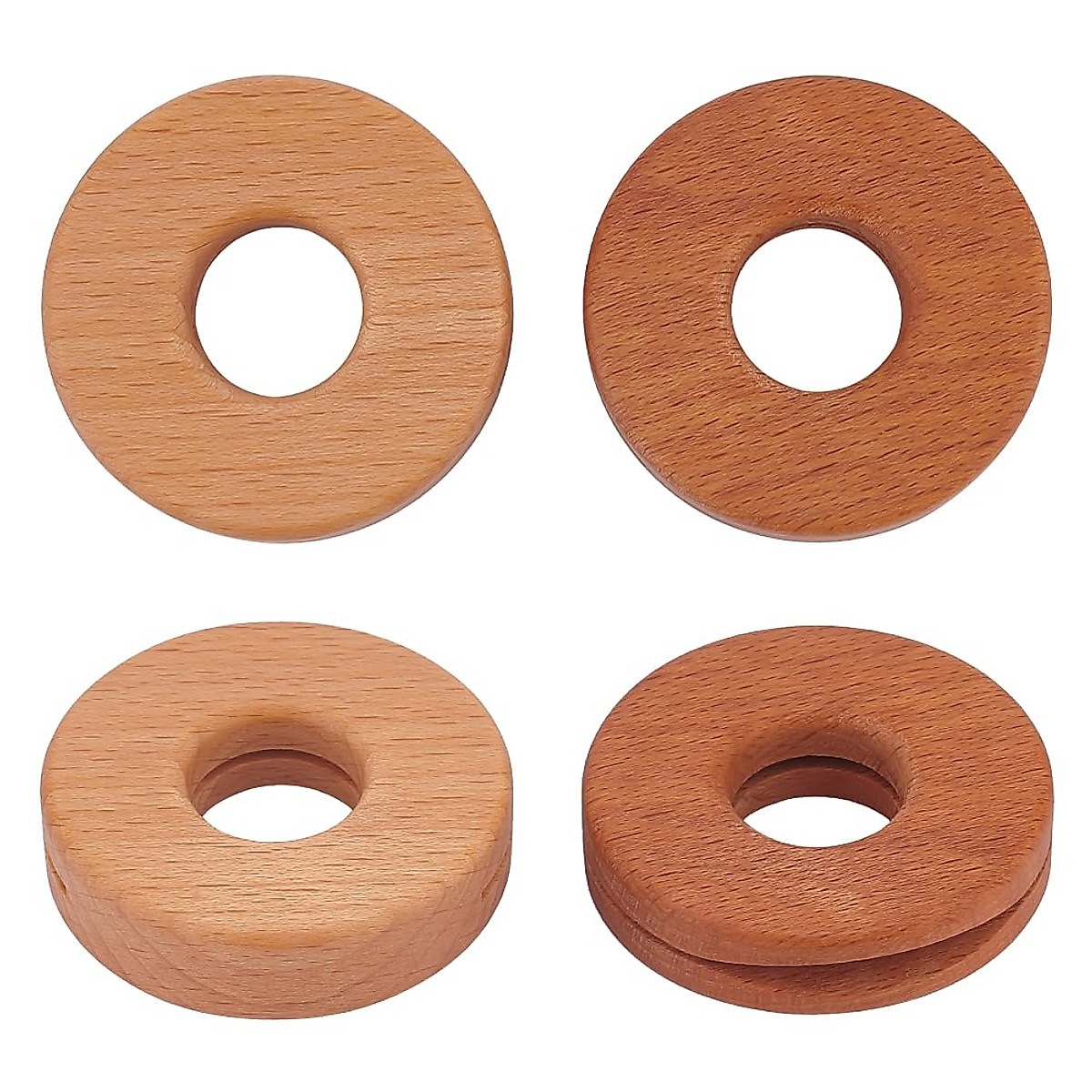OLYCRAFT 4-Piece Beech Wood Donut Bag Clips - 2.1 Inch Dia Wooden Seal Clips for Food Storage & Snacks