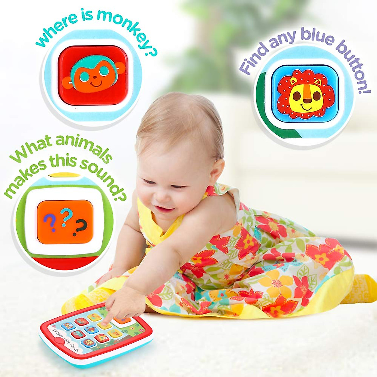 VATOS Toddler Learning Tablet for 1 Year Old, Baby Ipad for 6M -12M -18M+ with Music & Light, Travel Toy Tablet with Easy ABC Toy, Numbers & Color | My First Learning Tablet