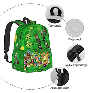 lyneeo Green Plants Backpack Lightweight Durable Zombies Laptop Bag Large Capacity Bookbag Adjustable Strap For Vacations Travel Camping Casual Backpack Gift For Women Men