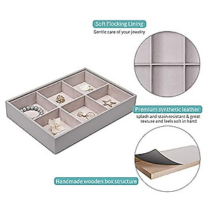 Vlando Miller Jewelry Tray-Six compartment,Multiple Color Combinations, Large Capacity Multi-Layer Design and Fashion(Grey)