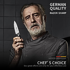 MAD SHARK 3.5 inch Paring Knives - Small Kitchen Knife Ergonomic Handle, Ultra Sharp Peeling Knife for Fruits,Vegetables and More - Forged Synergy by German Military Grade Composite Steel, Black