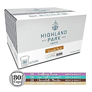 Highland Park Coffee Single Serve Coffee Pods Compatible with Keurig K Cup Brewers, Flavored, Variety, 80 Count