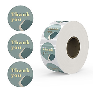 Rileys Thank You Stickers Roll | 500-Count, Gold Foil - Envelope Seals for Small Business, Bubble Mailers, Baby Shower, Wedding, Gift Cards, Graduation (Sage Green)