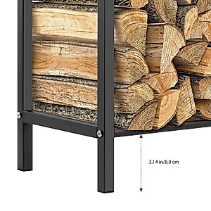CADUKE 2ft Firewood Rack Outdoor Fire Wood Holder Indoors Fireplace Log Holder for Firewood Storage Wood Stackers for Outside, Black