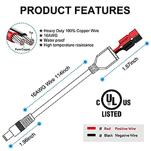 HKY Extension Cord DC 8mm to 45A Connector Cable for Solar Panels Goal Zero Yeti Anderson Powerpole to MAXOAK SUAOKI Portable Power Station Freely Assembleable to GZ Port 10ft 3M 16AWG Wire