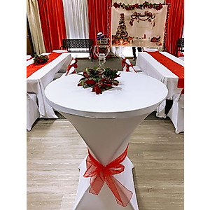 Tina 32x43 Inch Highboy Spandex Cocktail Table Covers White, Cocktail Table Spandex Covers, Fitted Stretch Cocktail Table Tablecloth for Round Tables