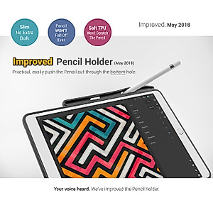 TineeOwl iPad Pro/Air 3 (10.5-inch) Case with Pencil Holder [Improved] Thin and Slim, Compatible with Apple Smart Keyboard and Smart Cover (Clear/Black)