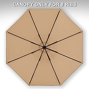 MASTERCANOPY Patio Umbrella 10 ft Replacement Canopy for 8 Ribs-Beige
