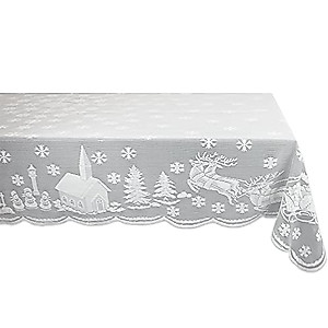 Pleaseedo 𝐗𝐌𝐀𝐗 𝐆𝐈𝐅𝐓 Christmas Lace Tablecloth, Rectangle Lace Tablecloth for Rectangle Table, White Snowflake Christmas Lace Table Cover, Rectangle Tablecloth for Holiday Party Decoration